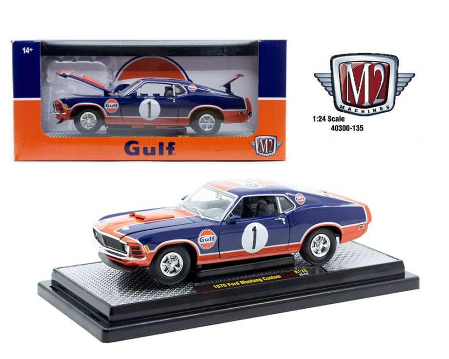 M2 Machines 40300 135 B 1970 Ford Mustang #1 Custom 1:24 GULF Dark Blue ...